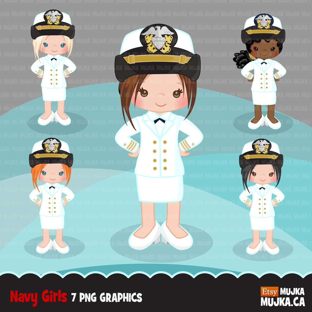 Female Navy Officer Clipart. Little Girl Graphics, Sailing, Captain ...