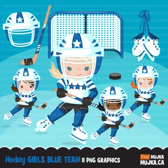 Hockey clipart. Sport graphics, girls hockey player characters ...