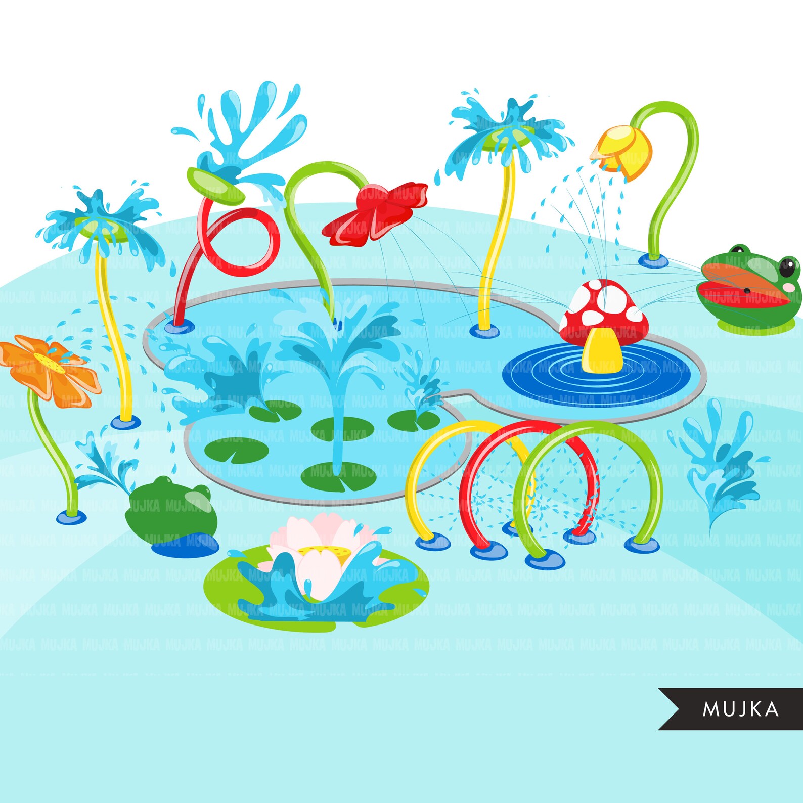 Splash Pad Park Clipart Bundle, Build Your Own Park With Kids, Outdoor ...