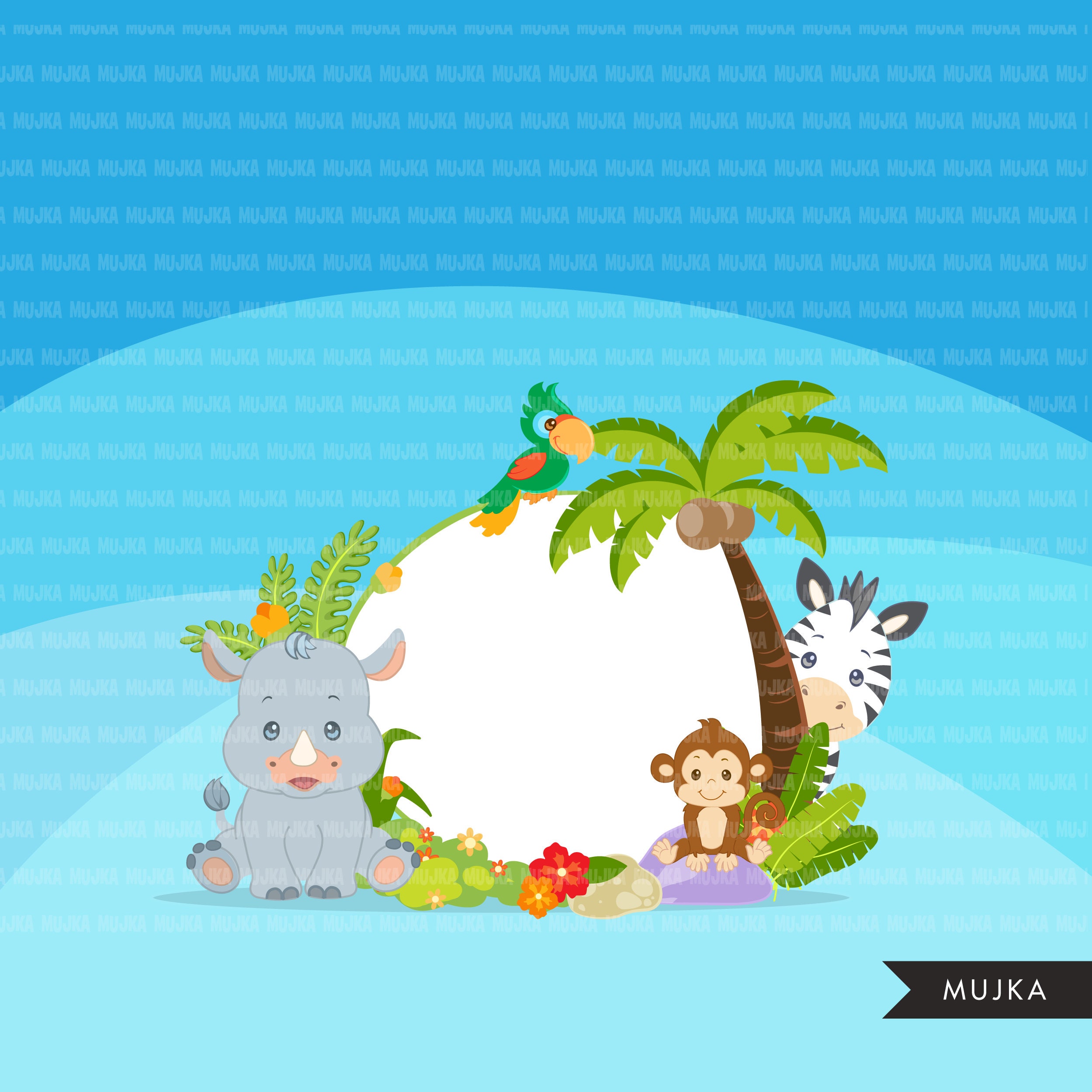 Safari Jungle Frames Clipart Forest Frames With Lion Tiger | Etsy UK