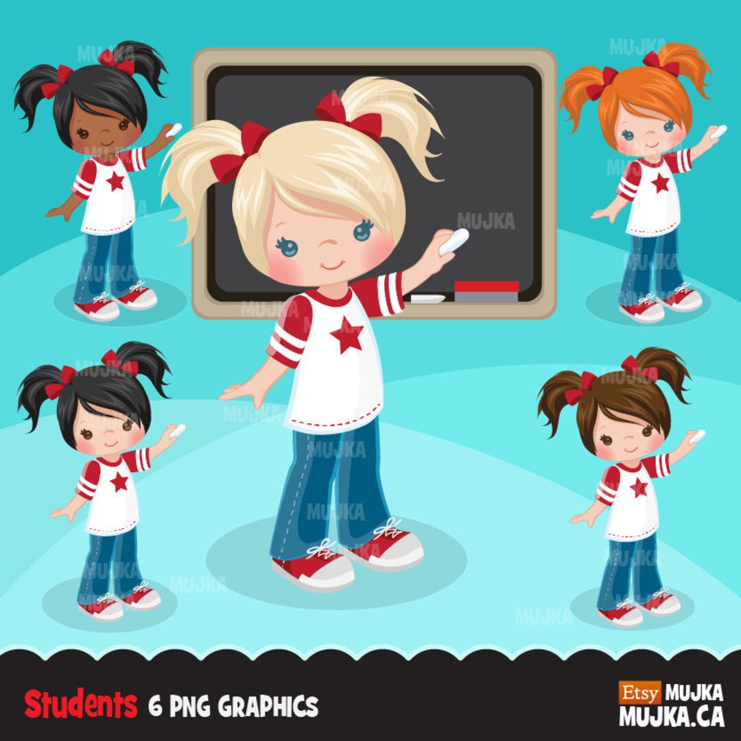 Student Clipart, School Character Clipart Graphics, Card Making ...