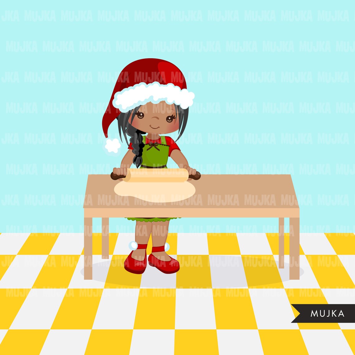 Christmas Baking Clipart Cute Baker Girl Characters, Kitchen Baking ...