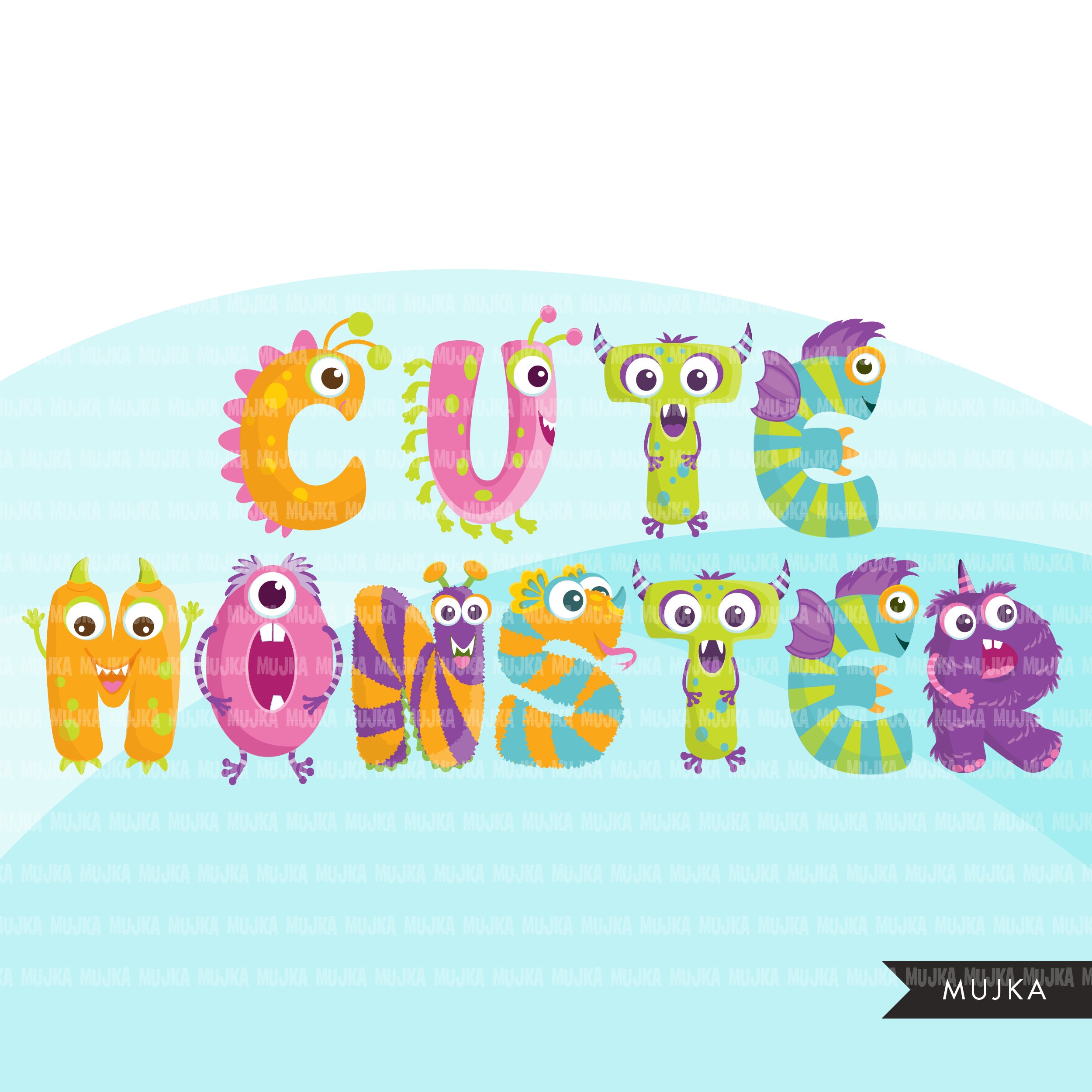 Monster Alphabet Clipart Birthday Boy Girl and Baby Shower | Etsy
