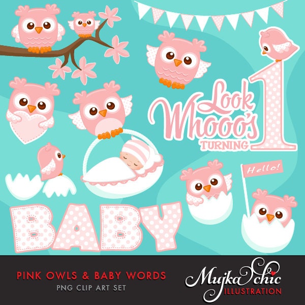 Baby Girl Owls Clip Art