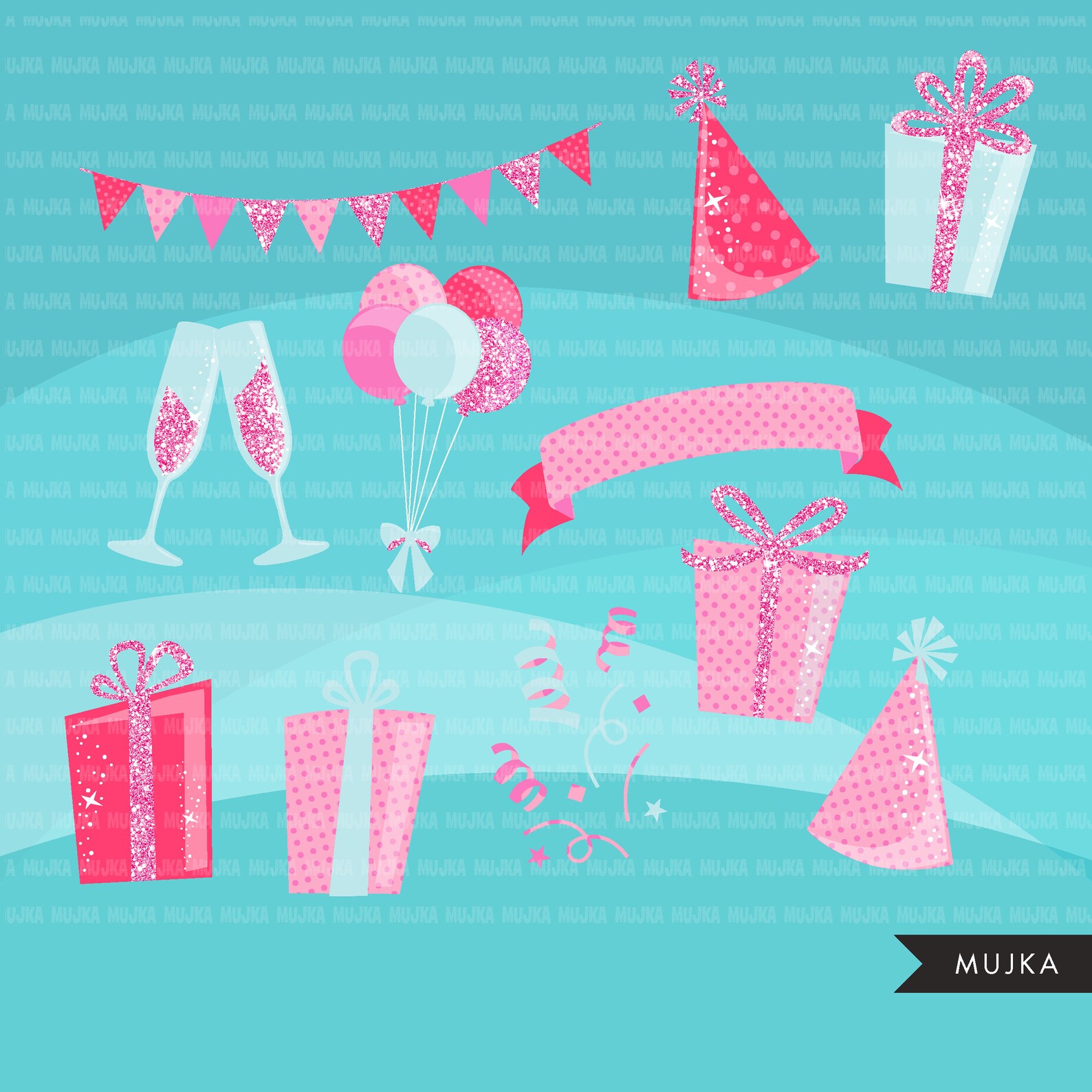 Celebration Clipart Party Graphics Gift Boxes Balloons - Etsy
