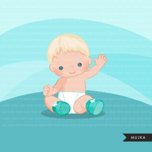 New Year Baby Clipart. Glitter Silver Teal Celebration Graphics. New ...