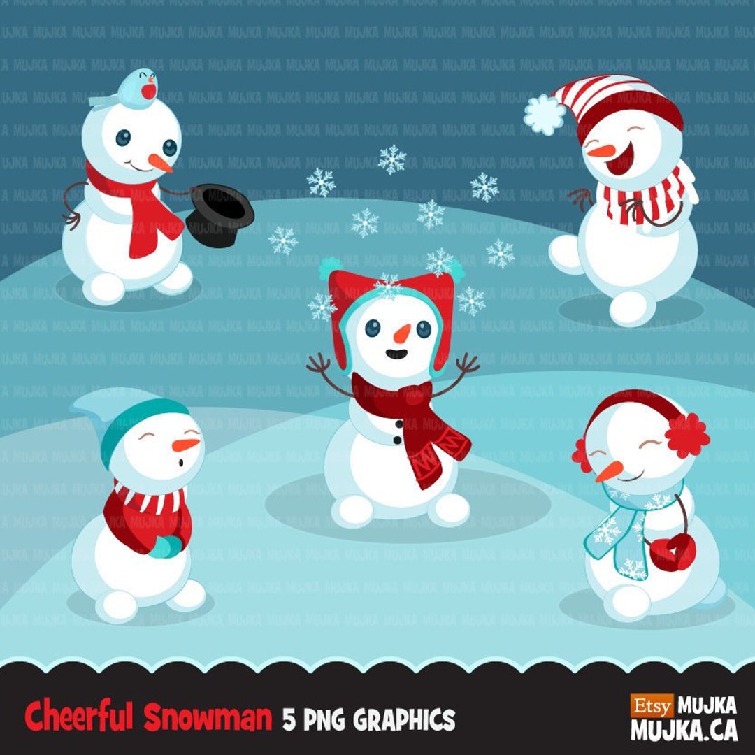 Christmas Snowman Clipart. Cute Winter Snowmen in Cute Noel Outfit ...