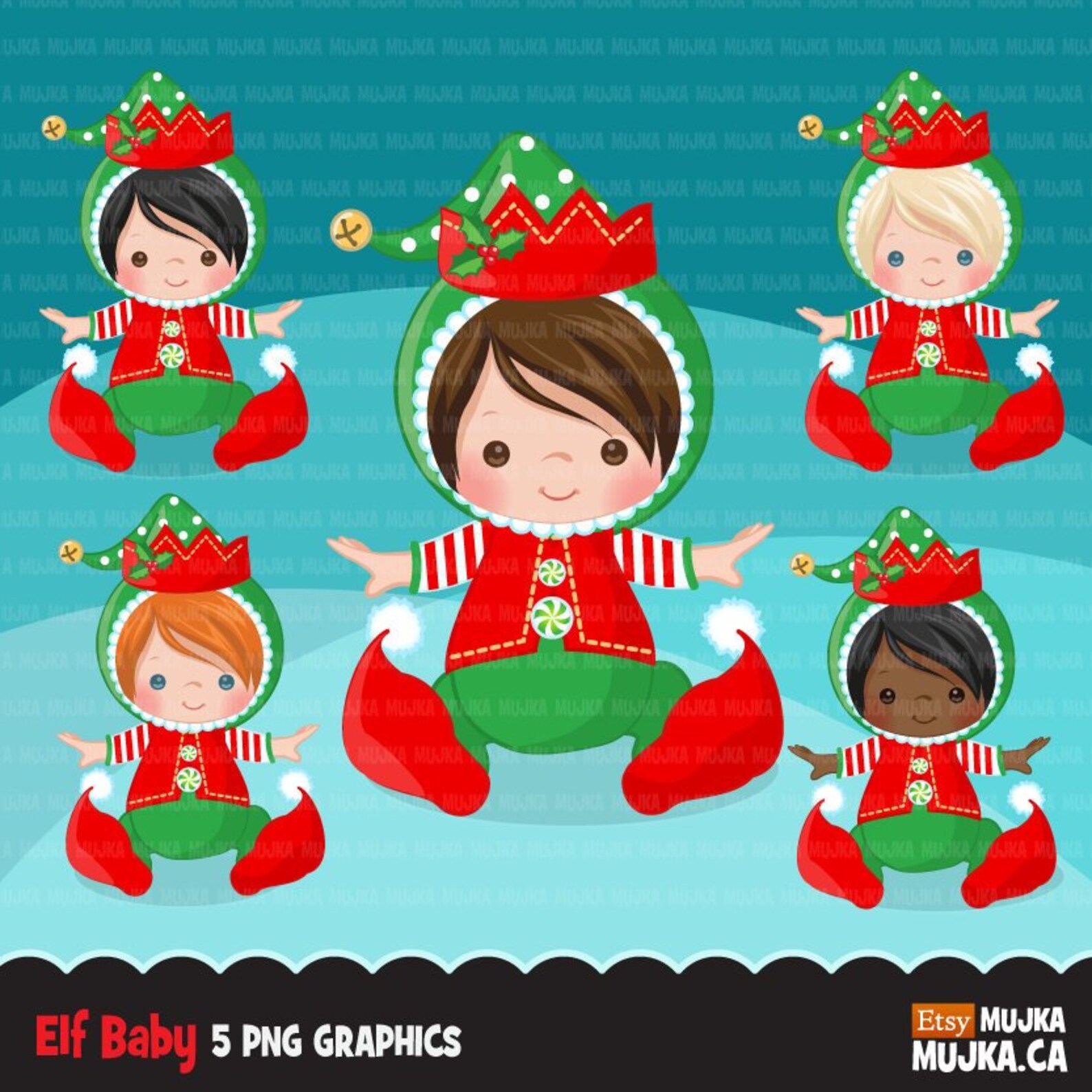 Baby Elf Clipart Christmas Elf Costume Baby Shower Graphics - Etsy