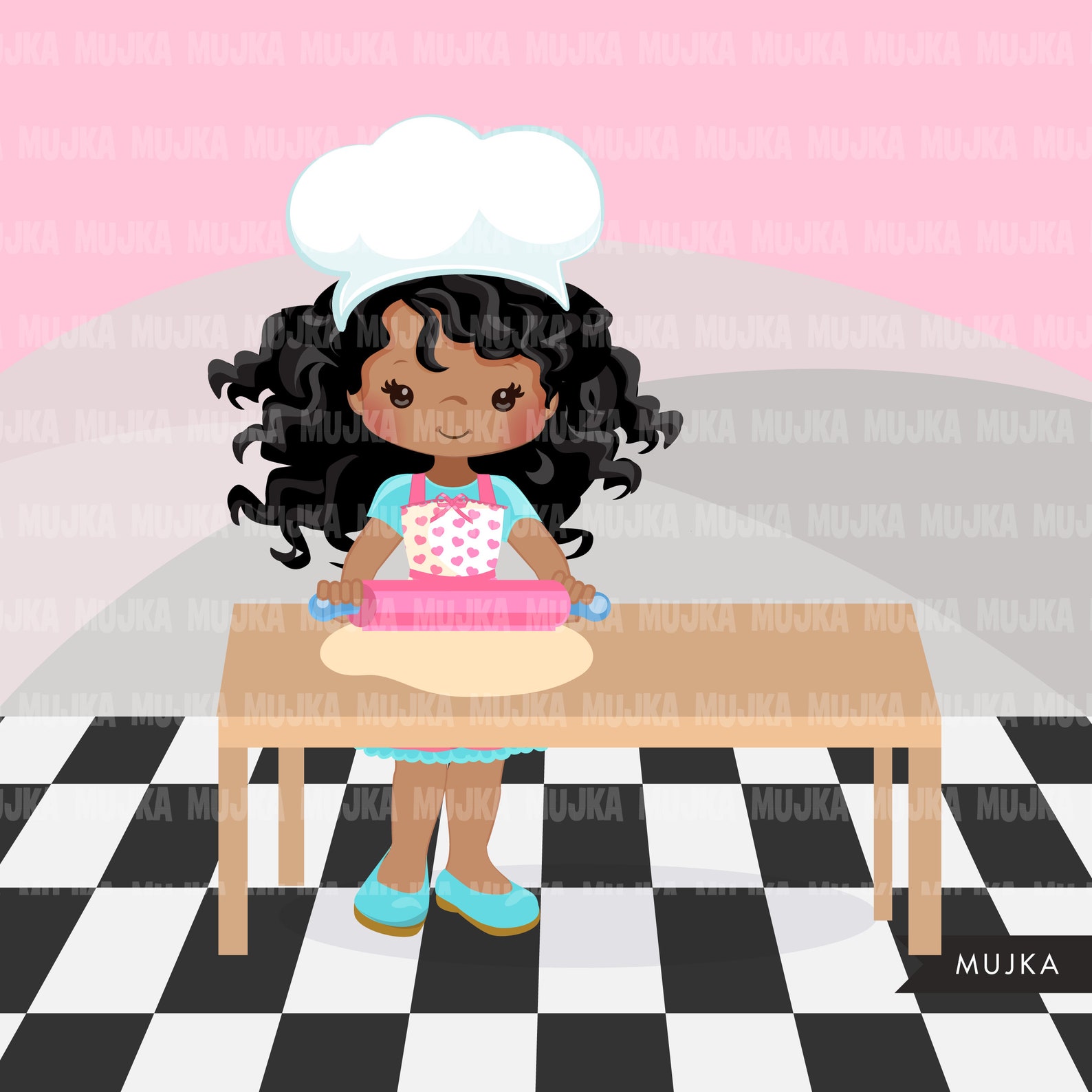 Baking Clipart Cute Afro Baker Characters Kitchen Chores | Etsy