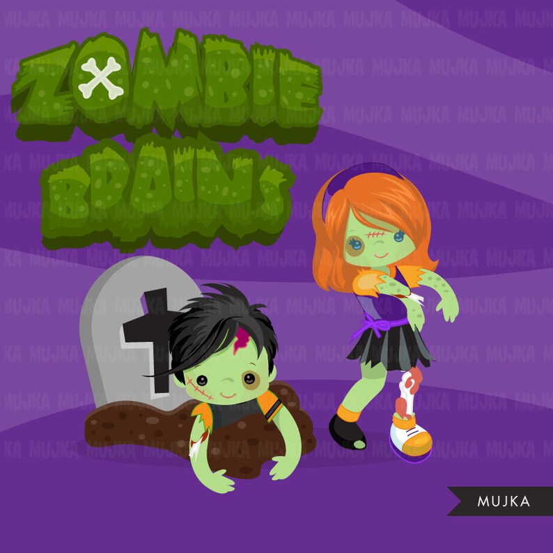 Halloween Zombie Kids Clipart. Cute Zombies Grave Rip - Etsy Canada