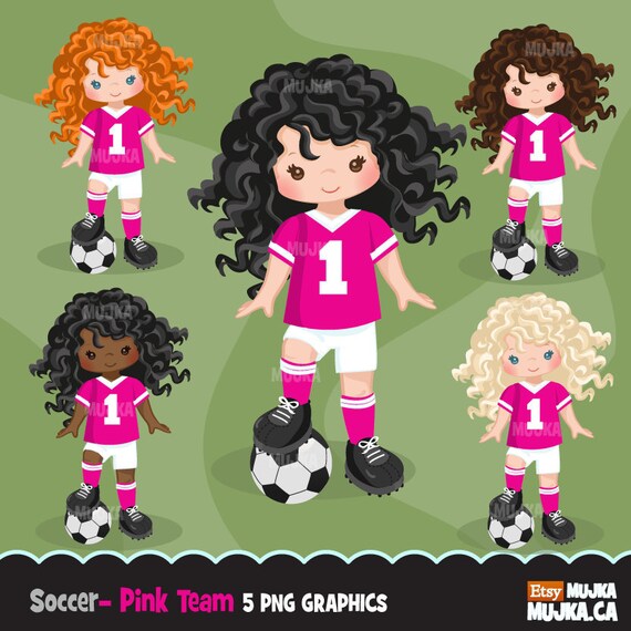 Soccer clipart. Sport graphics, girls soccer player characters ...