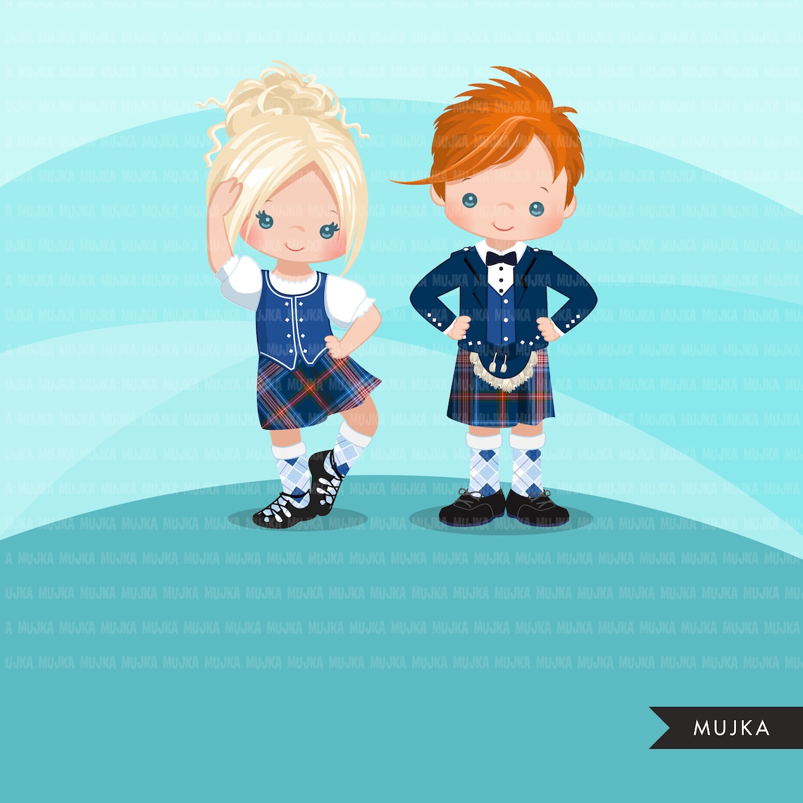 Highland Dancers Clipart. Cute Scottish Dancers With Kiltie - Etsy Canada