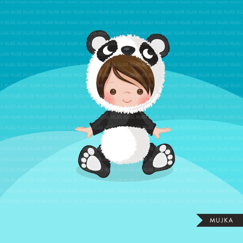 Baby Panda clipart Animal costume baby shower graphics card | Etsy