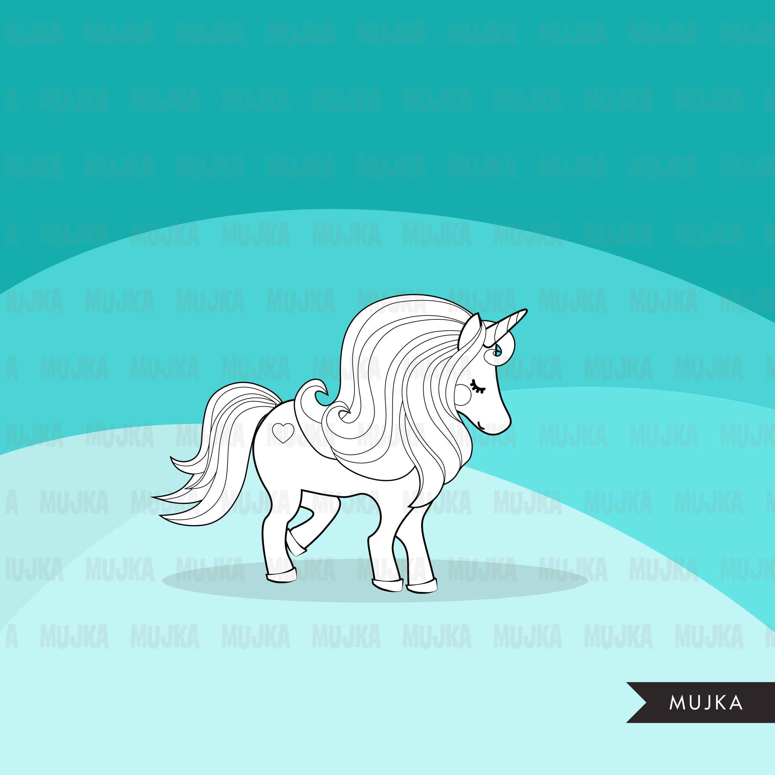 Unicorn Digital Stamps. Unicorn Princess Fairytale Unicorn - Etsy Canada