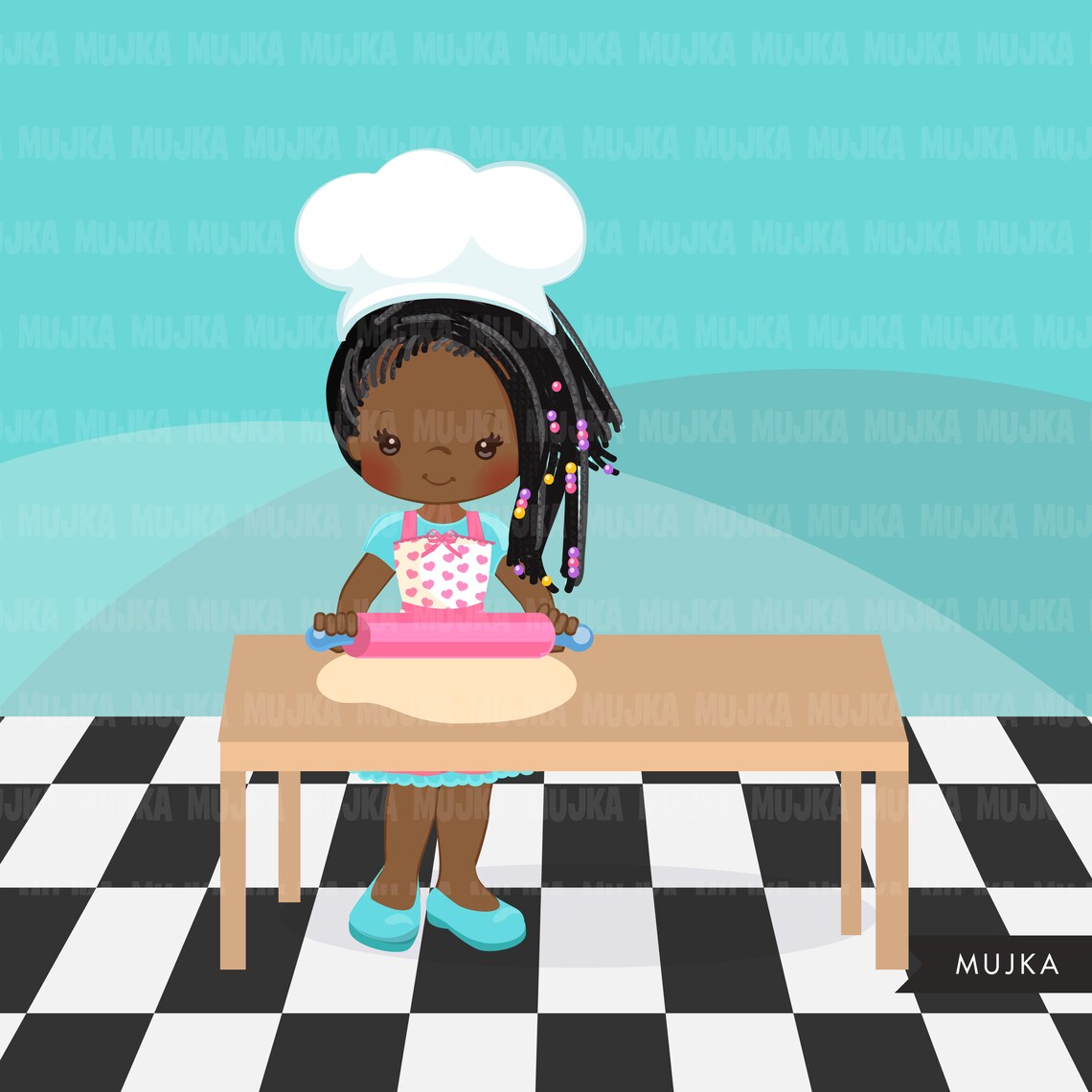 Baking Clipart Cute Afro Baker Characters Kitchen Chores - Etsy