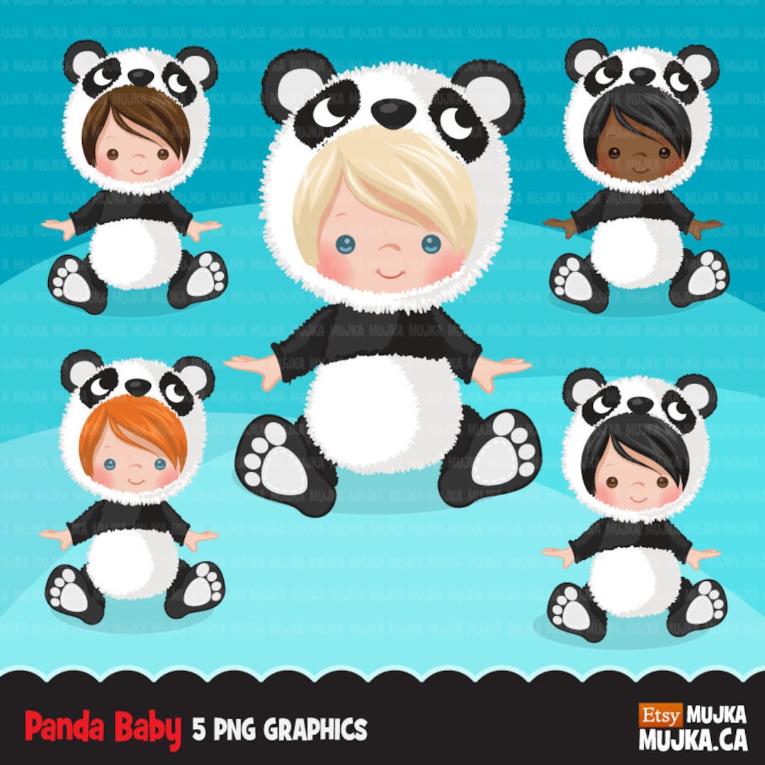Baby Panda Clipart, Animal Costume Baby Shower Graphics, Card Making ...