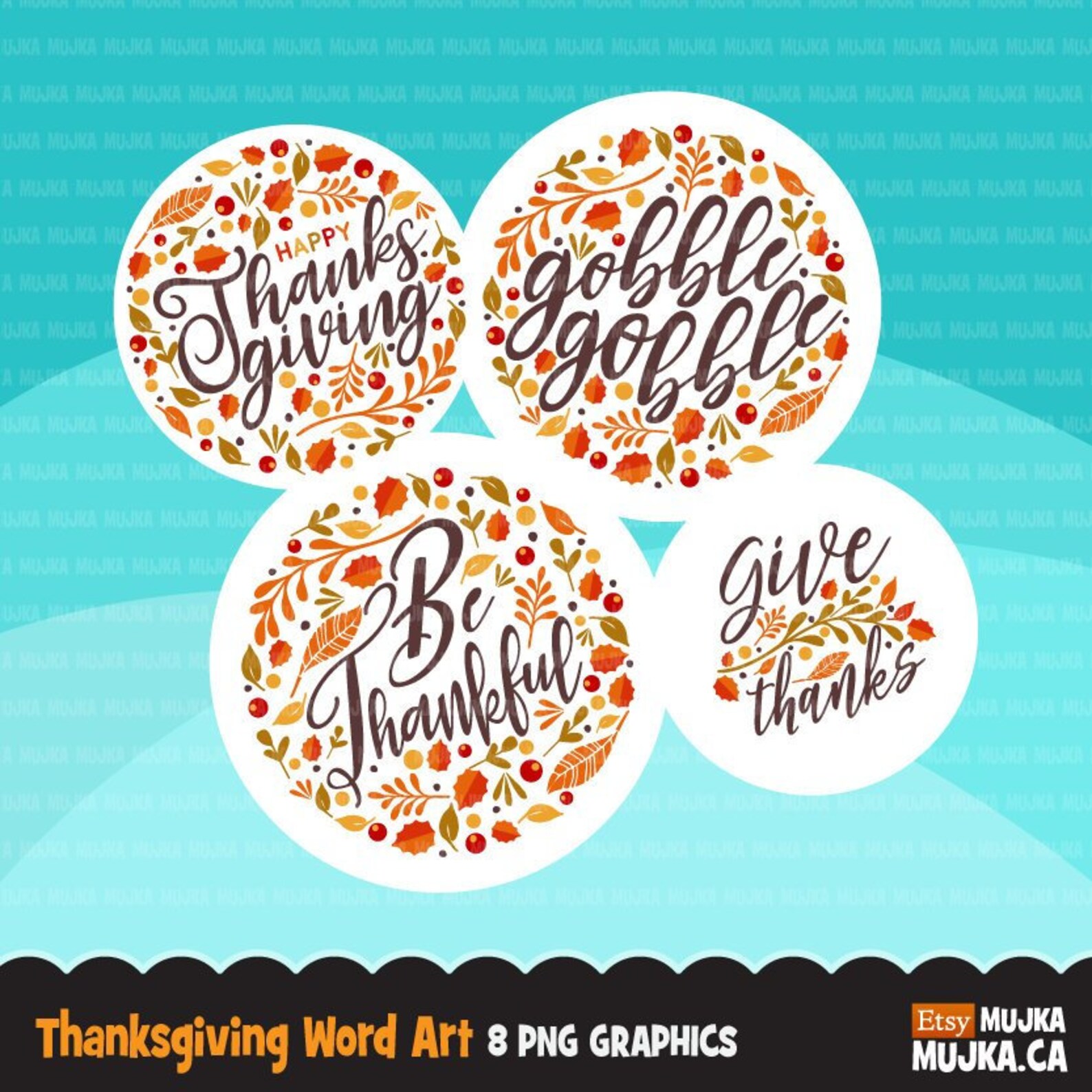 Thanksgiving Clipart. Thanksgiving Word Art Lettering Fall - Etsy