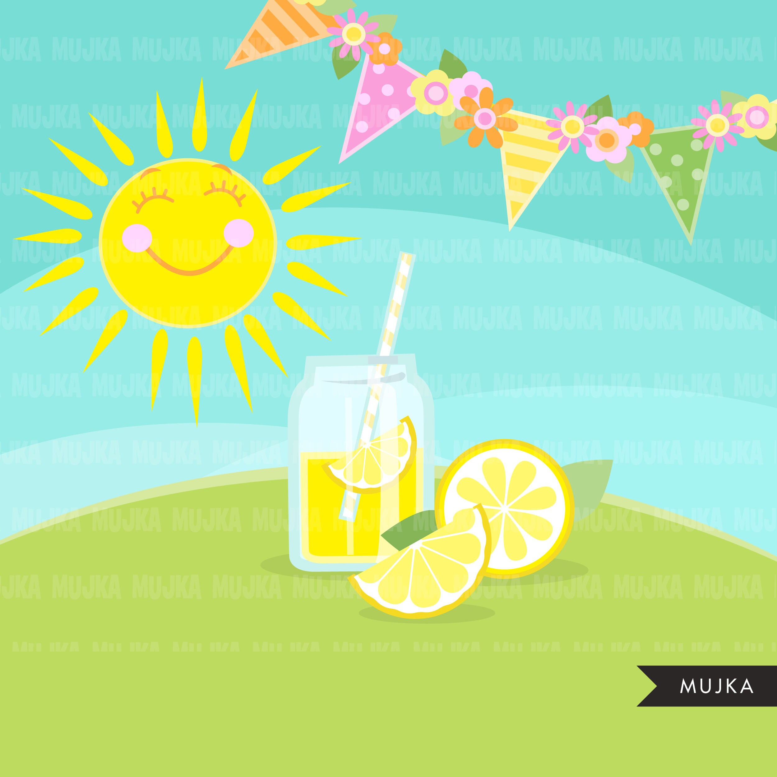 Lemonade Stand Clipart. Cute Spring Summer Birthday Graphics - Etsy
