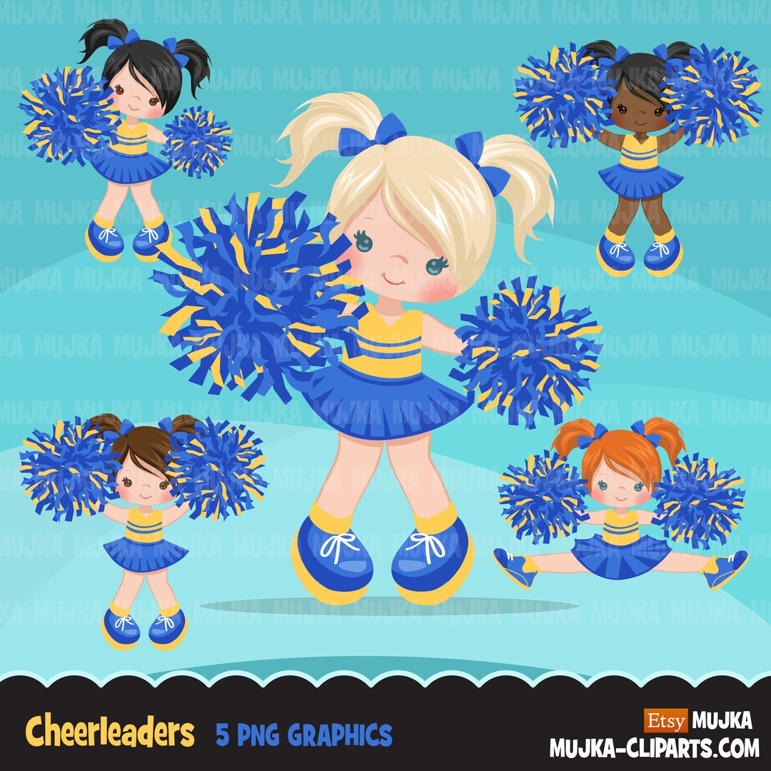 Cheerleader Clipart. Sports Graphics, Cheerleader Pom Pom. Royal Blue ...