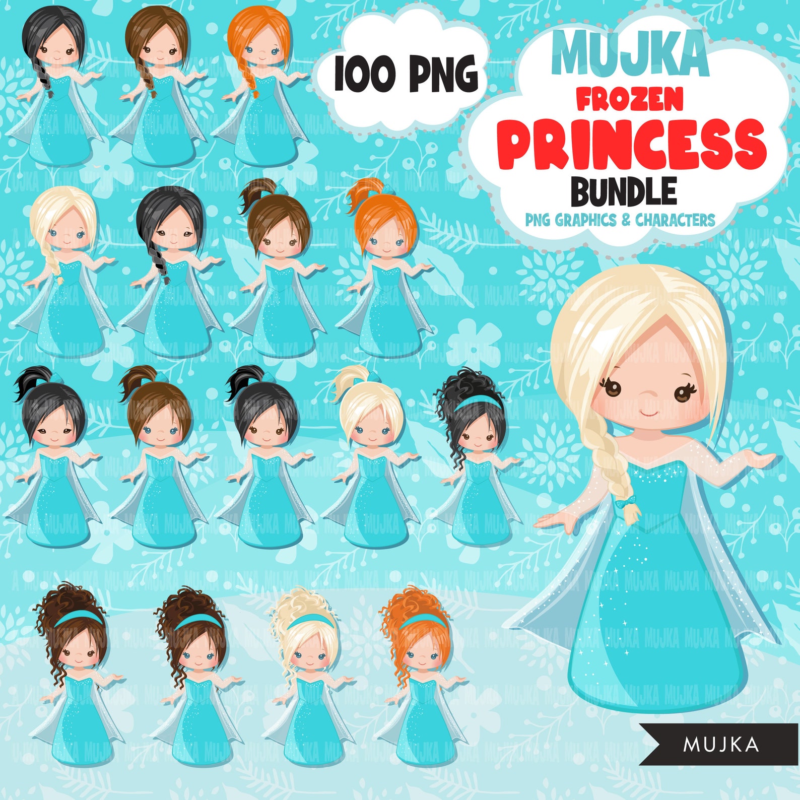 Princess Bundle Princess Png Princess Clipart Birthday - Etsy