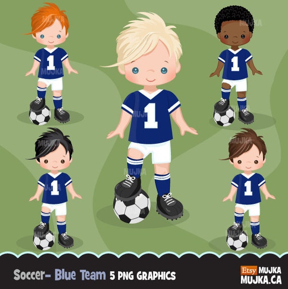 Soccer clipart. Sport graphics, boys soccer player characters ...