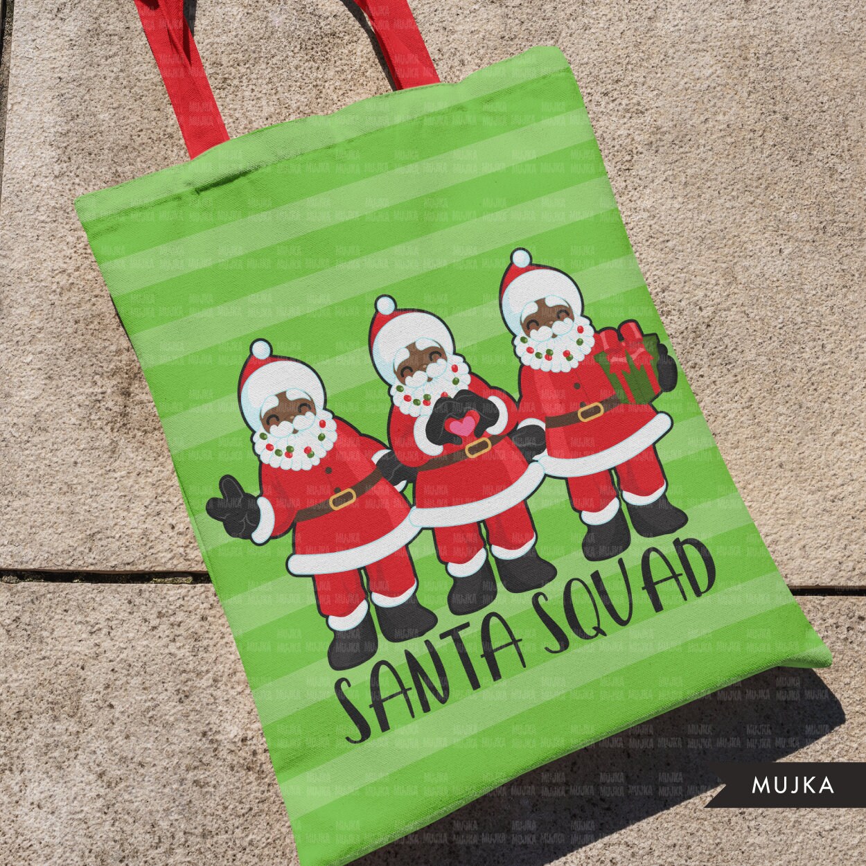 Santa Squad Png Christmas Squad Clipart Black Santa Clipart | Etsy