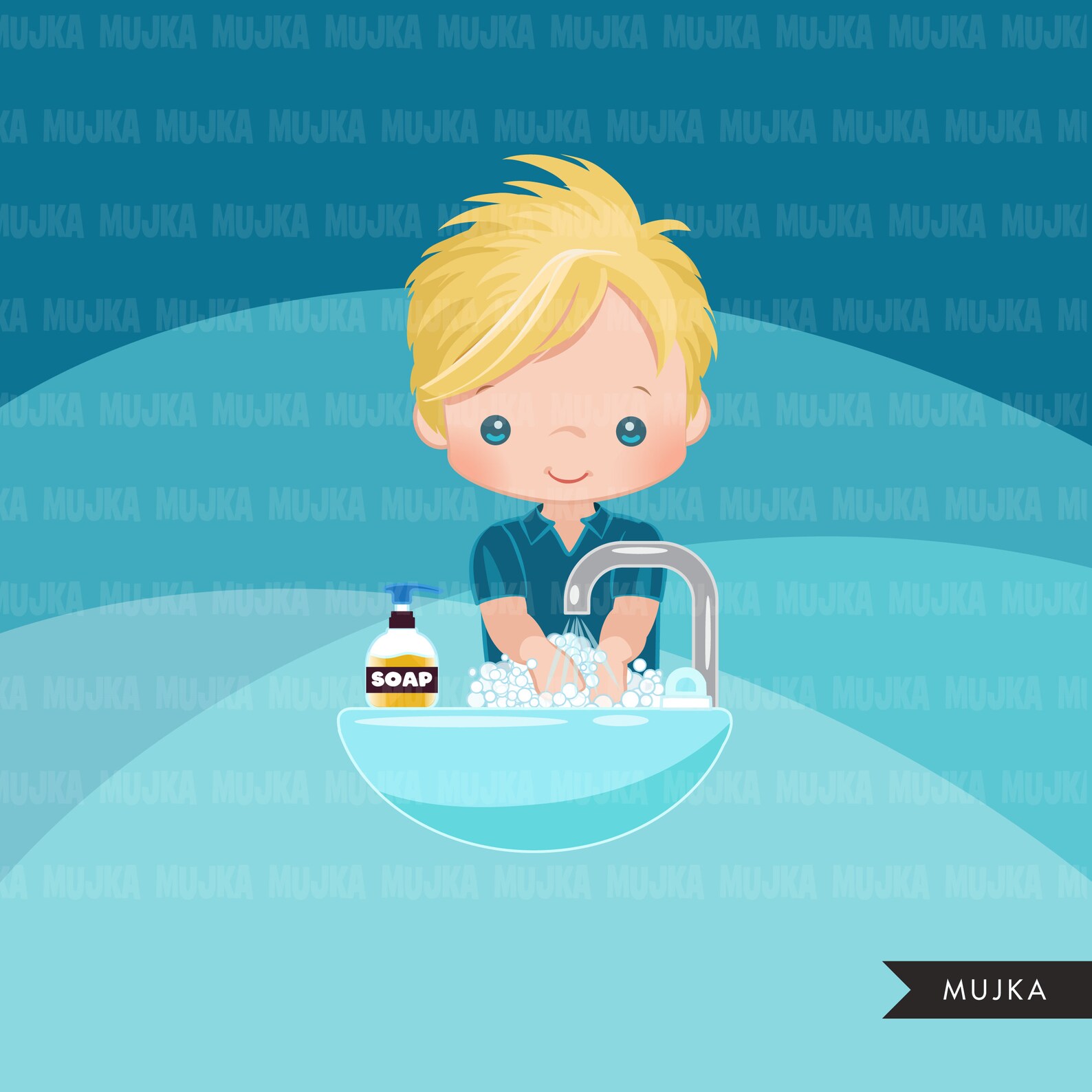 Bathroom Chores Clipart, Little Boys Washing Hands, Hygiene, Healthy ...