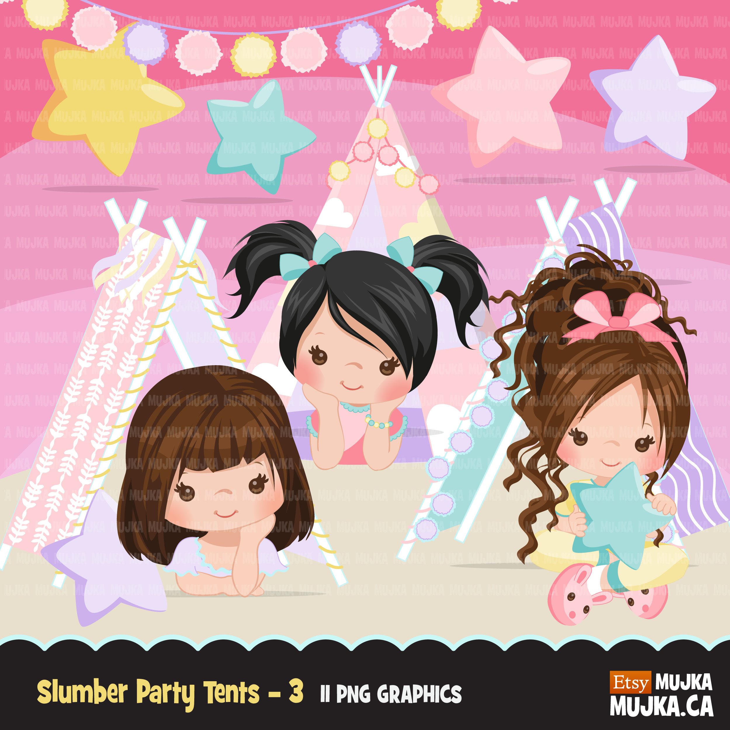 Slumber Party Png, Sleepover Clipart Bundle, Sleepover Party, Boys ...