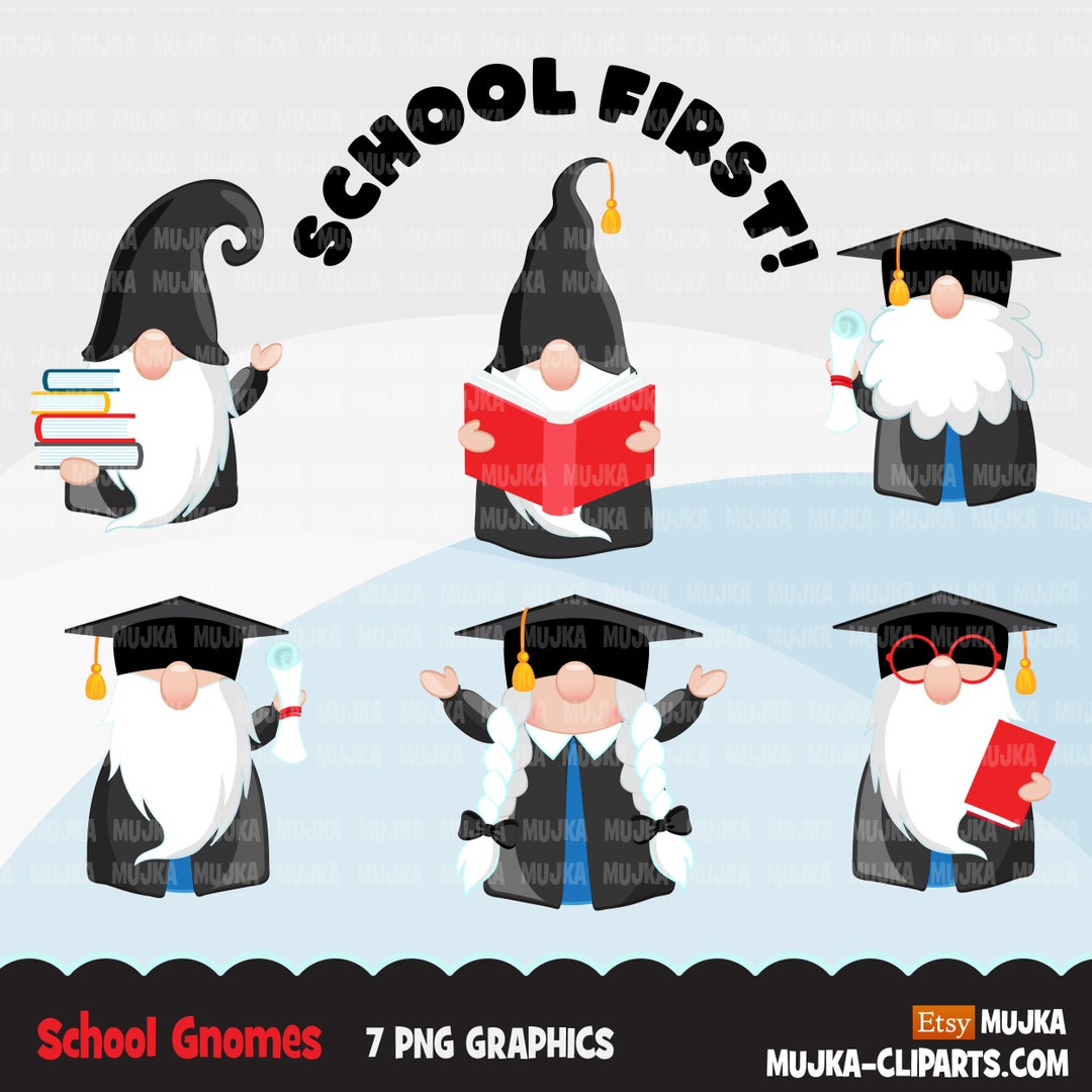 School Clipart, Gnome Clipart, Student Reading Book, Graduation Clip ...