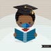 Graduation Clipart, Graduate Black Boys With Book and Mask, School ...