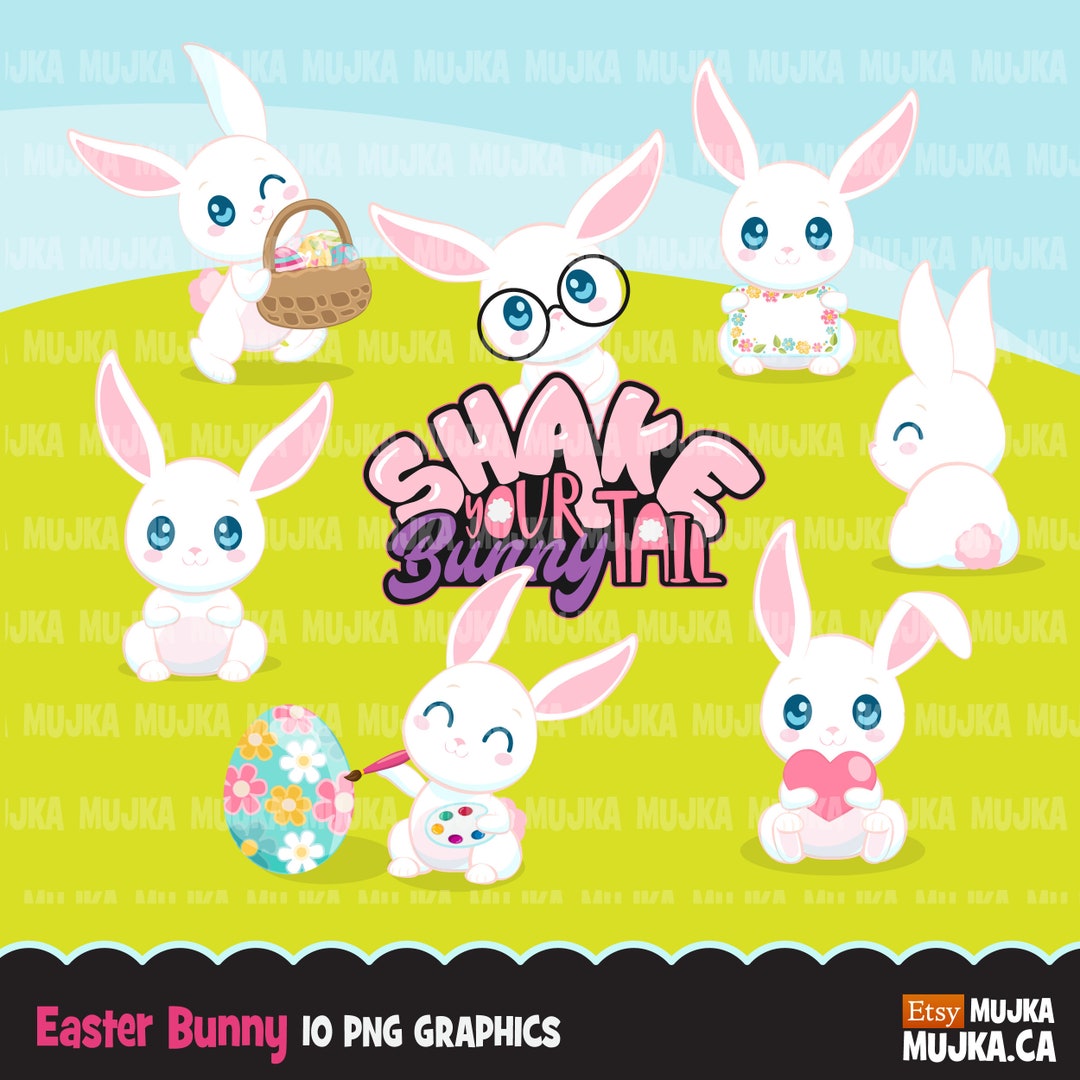 Easter Bunny Clipart, Cute Rabbit With Easter Egg, Animal Graphics ...