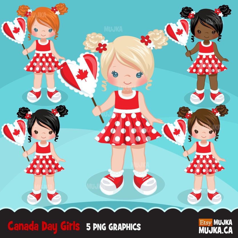 Canada Day Clipart. Independence Day Little Girl Graphics - Etsy Canada