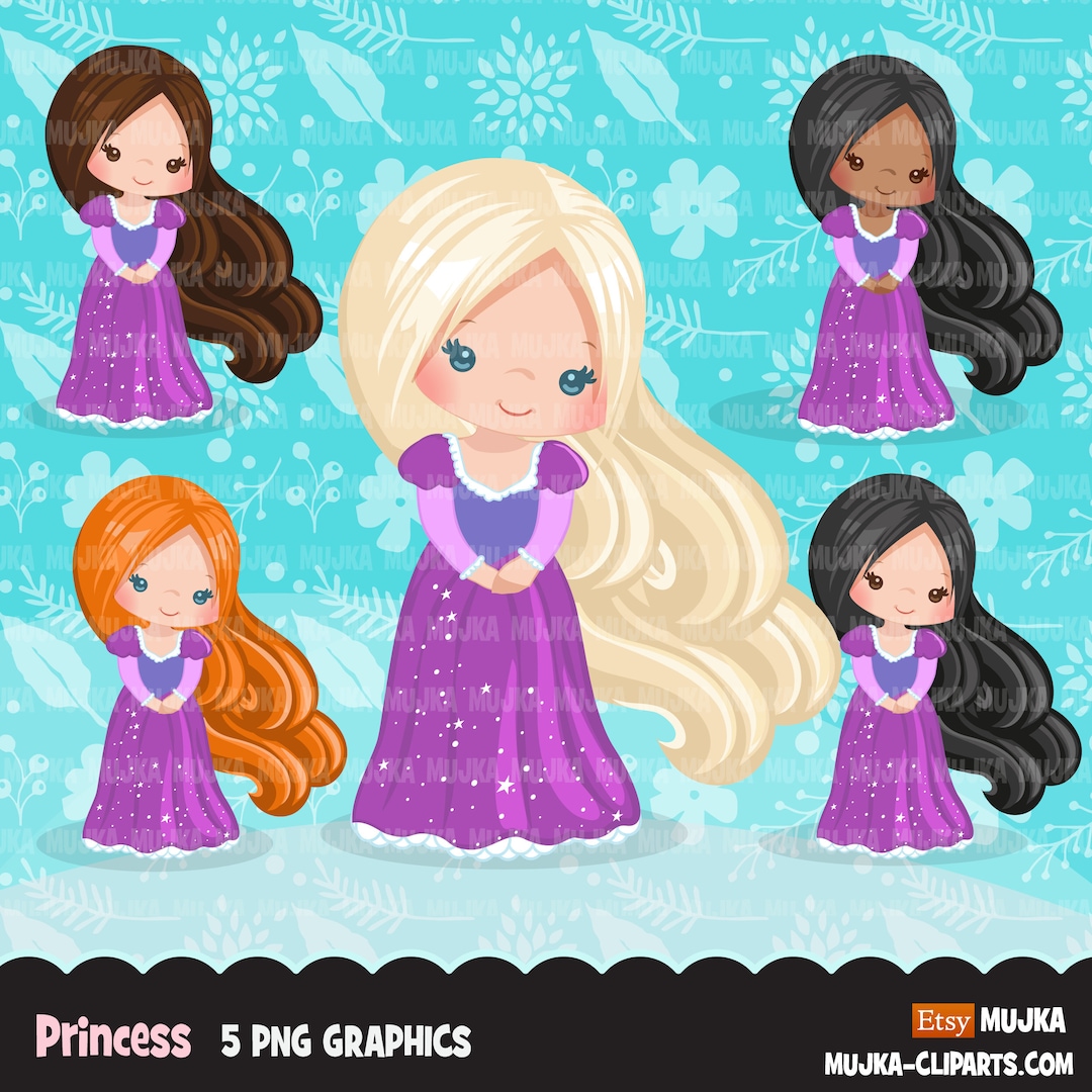Princess Clipart, Fairy Tale Graphics, Girls Story Book, Purple ...