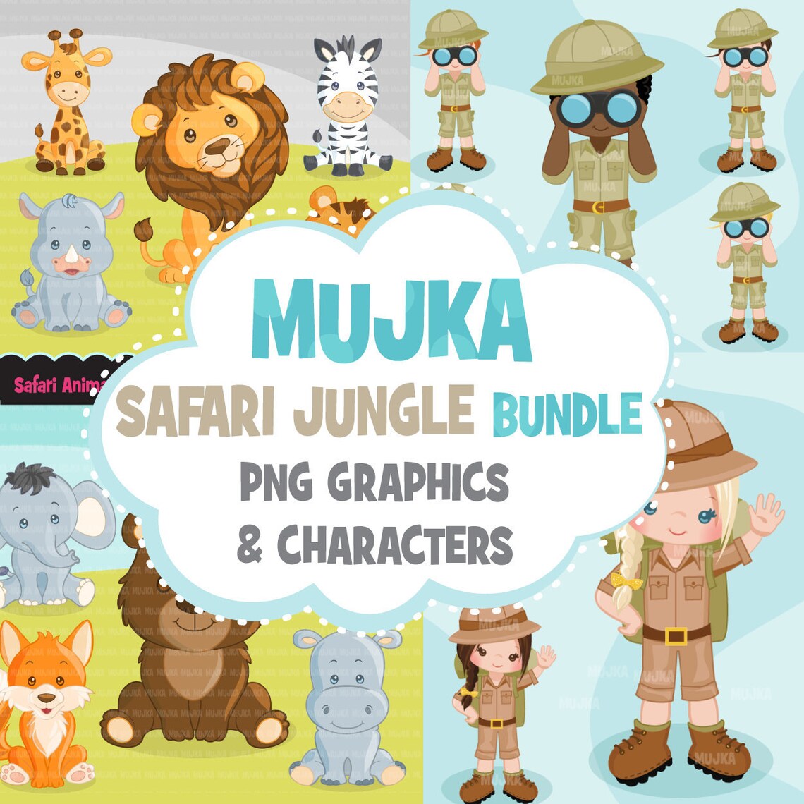 Safari Clipart Bundle Jungle Animals Scouts Camping Boys - Etsy