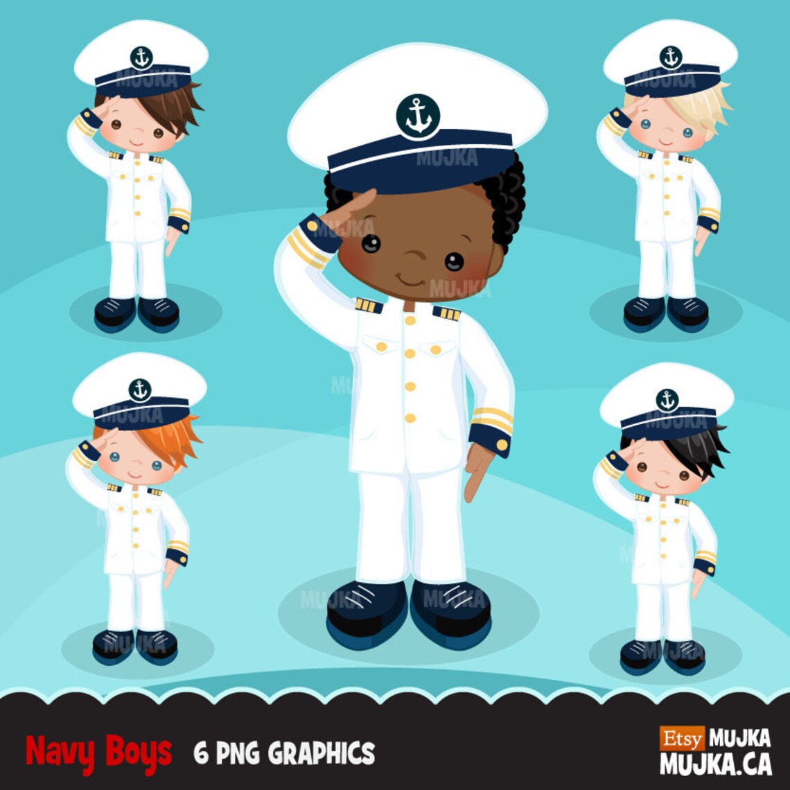 Navy Clipart. Little Boy Graphics Sailing Captain Mate - Etsy Canada