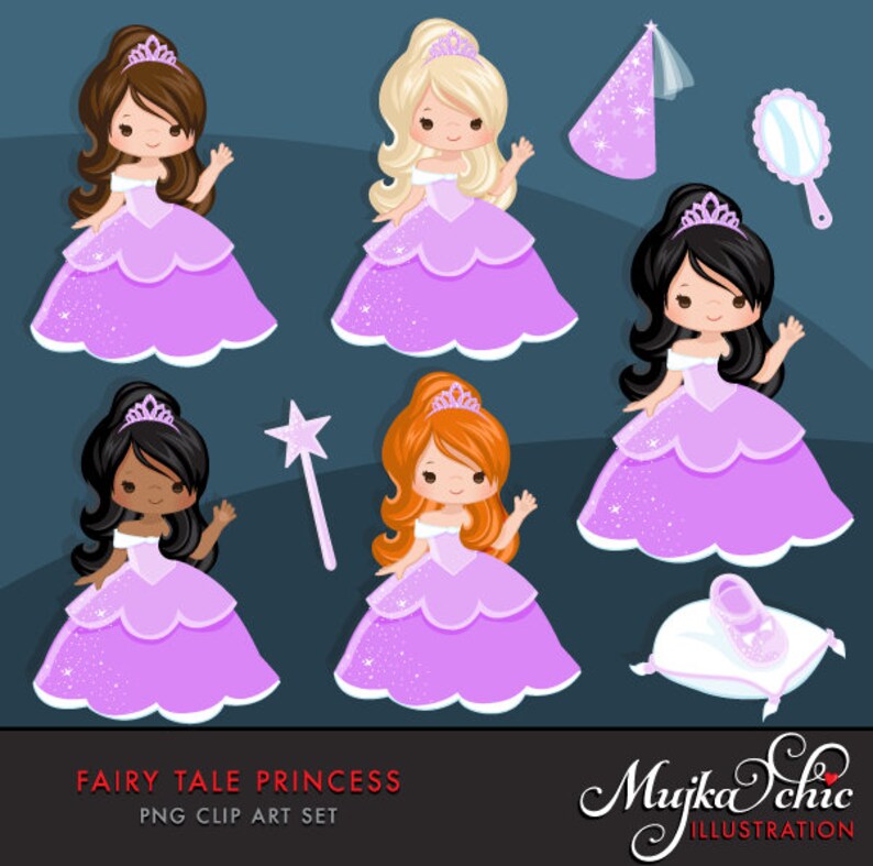 Fairy Tale Princess Clipart purple. Fairy Tale characters | Etsy