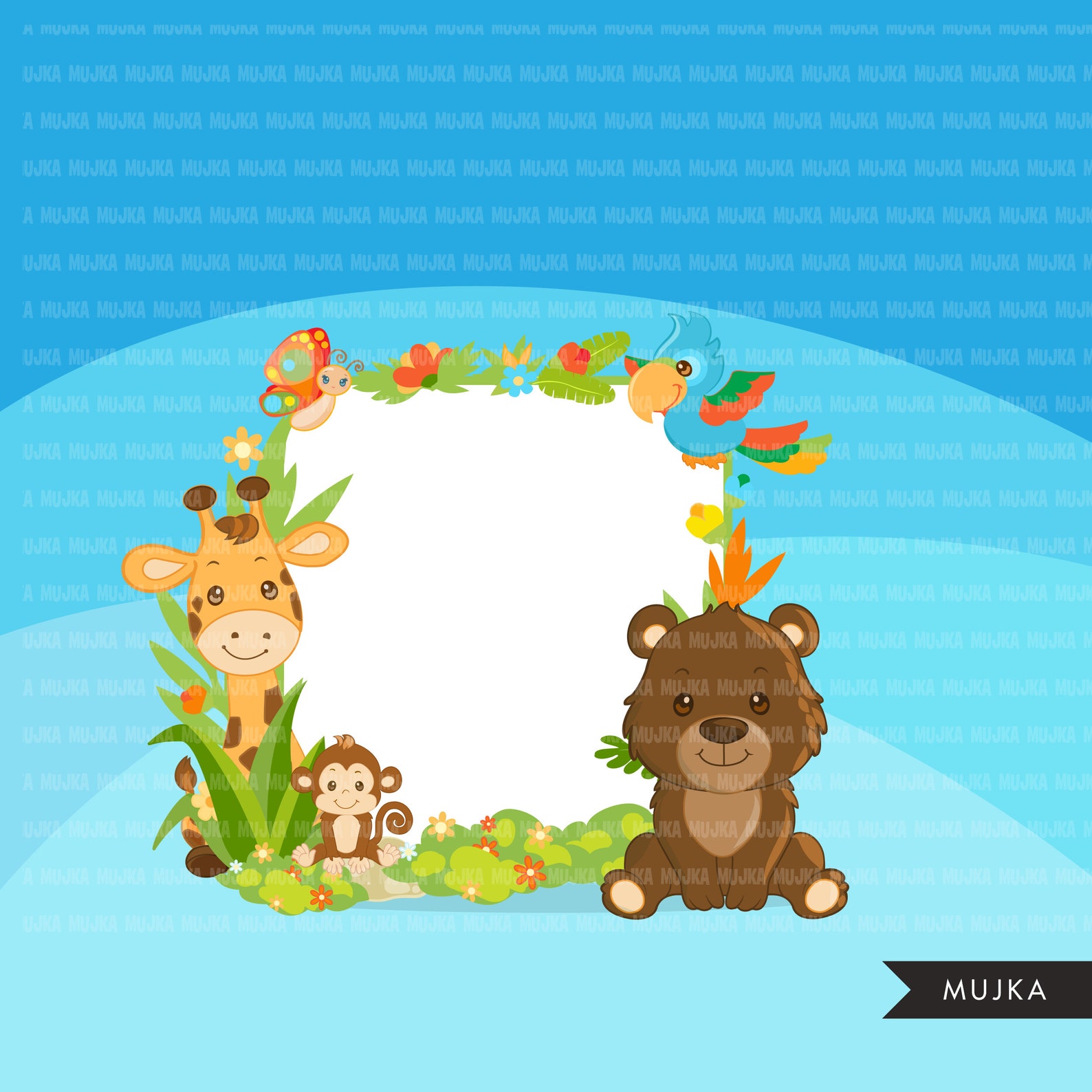 Safari Jungle Frames Clipart Forest Frames With Lion Tiger | Etsy Canada