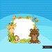 Safari Jungle Frames Clipart, Forest Frames With Lion, Tiger, Zebra ...