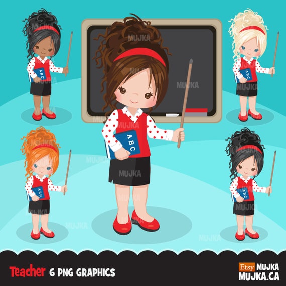 Teacher clipart, School character clipart graphics, card making ...