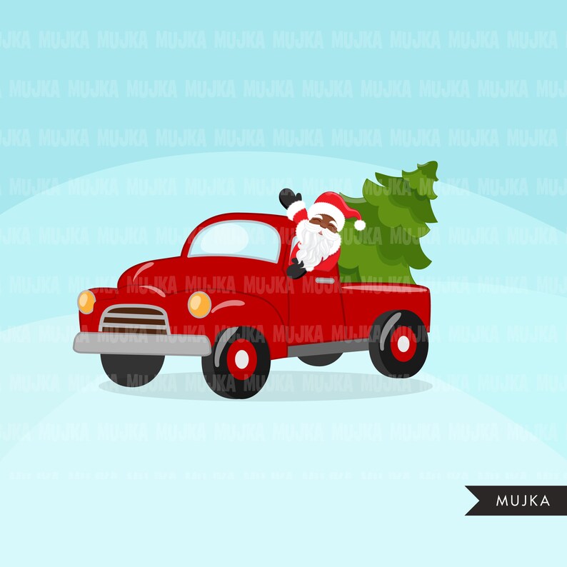 Christmas Truck Png, Red Truck Clipart, Christmas Tree Png, Santa Truck ...