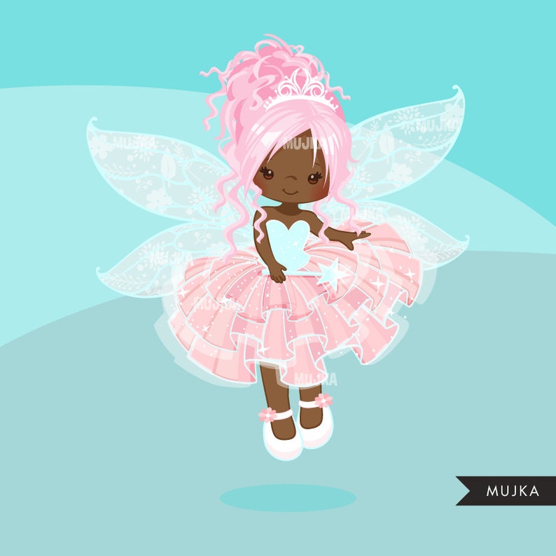 Pink Fairy Clipart. Cute Fairy Character Graphics Angel - Etsy Canada