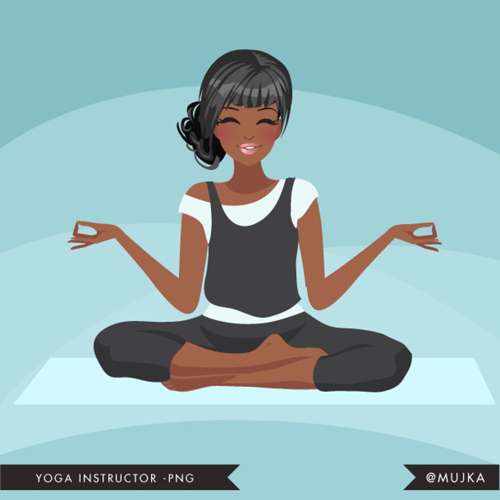 Yoga Instructor Avatar. Yoga Healthy Living Character - Etsy