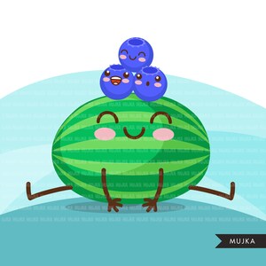 Fruit Clipart, Cute Kawaii Fruit Graphics, Pineapple, Apple, Banana ...