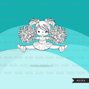 Cheerleader Digital Stamps. Sports Graphics, Cheerleader Pom Pom ...