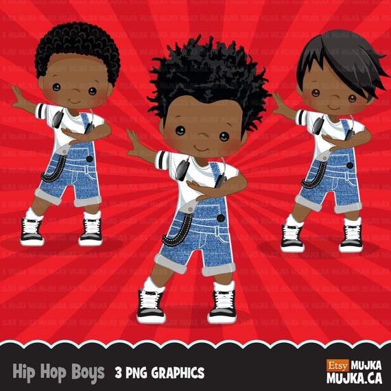 Hip hop dancer boys clipart, break dance, rapping characters, card ...