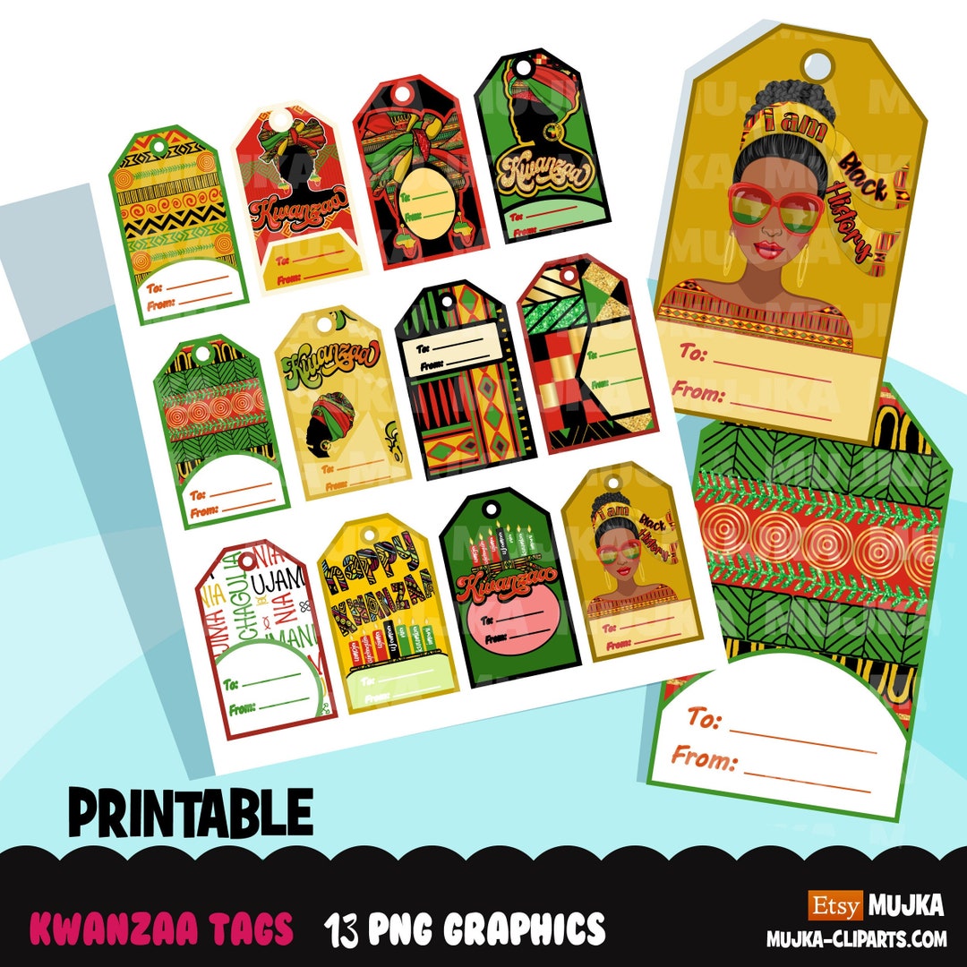 Kwanzaa Tags, Printable Kwanzaa Holiday Labels, Digital PNG Gift Tags ...
