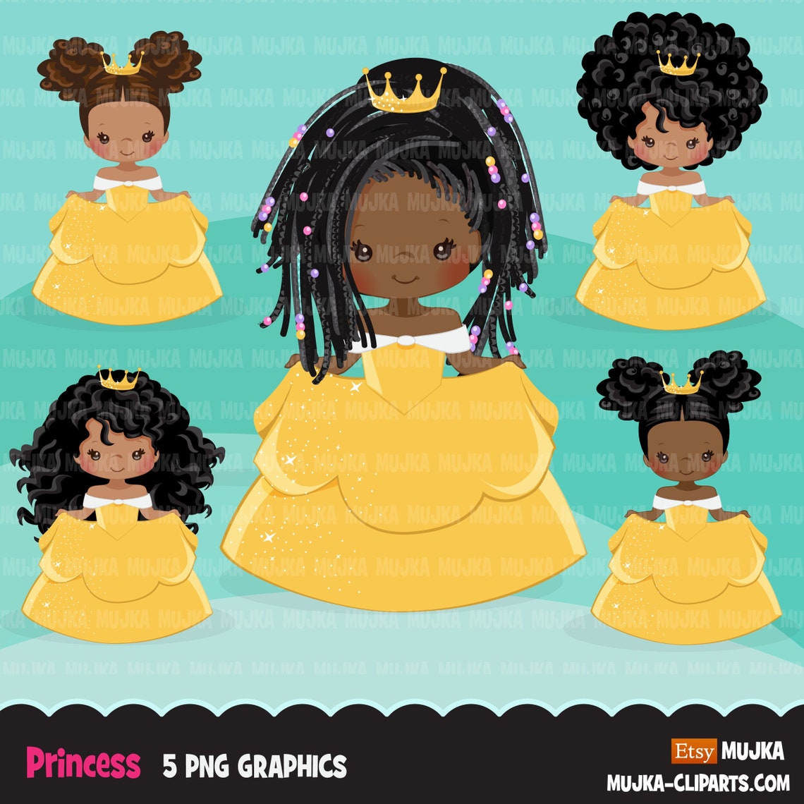 Black Princess Clipart Fairy Tale Graphics Girls Story Book | Etsy