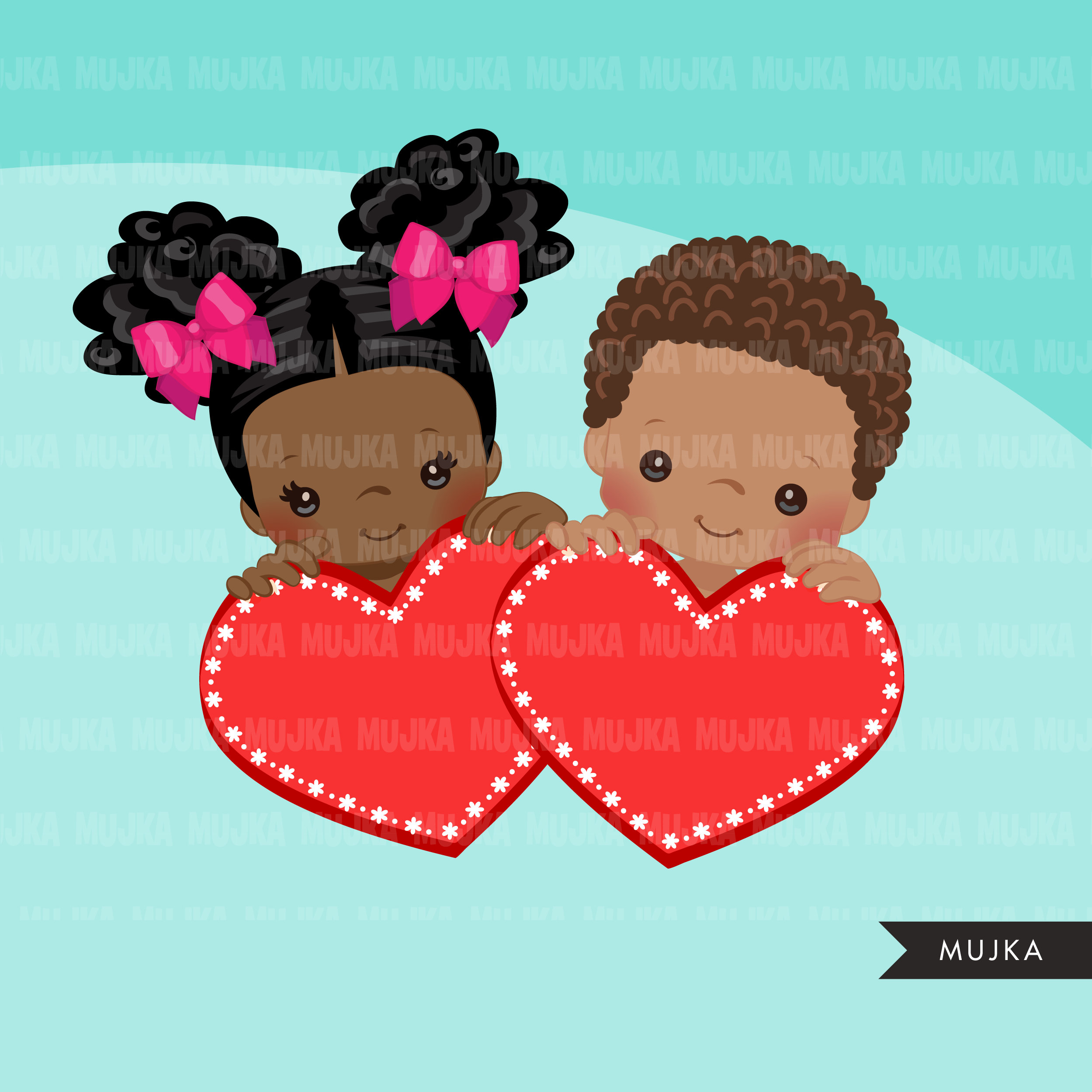 Valentine Clipart Peeking Kids BUNDLE Valentine's Day - Etsy