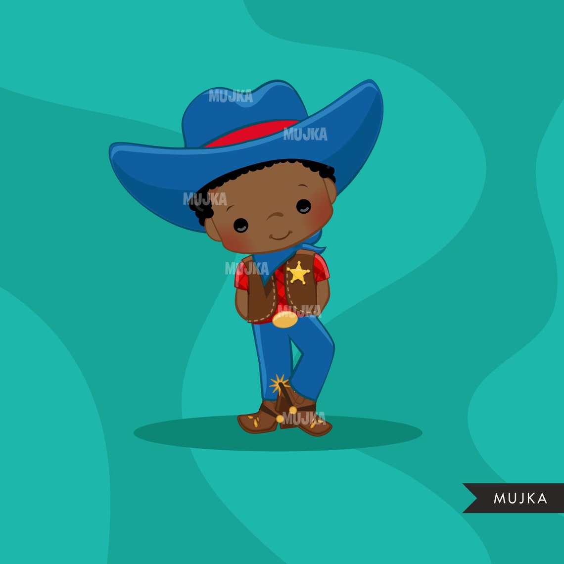 Cowboy Clipart. Wild West Cute Cowboy Clipart- Red & Blue. Cowboy Boots ...