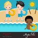 Beach Fun Clipart for Boys. Summer Cliparts, Beach, Swimming Boys, Surf ...